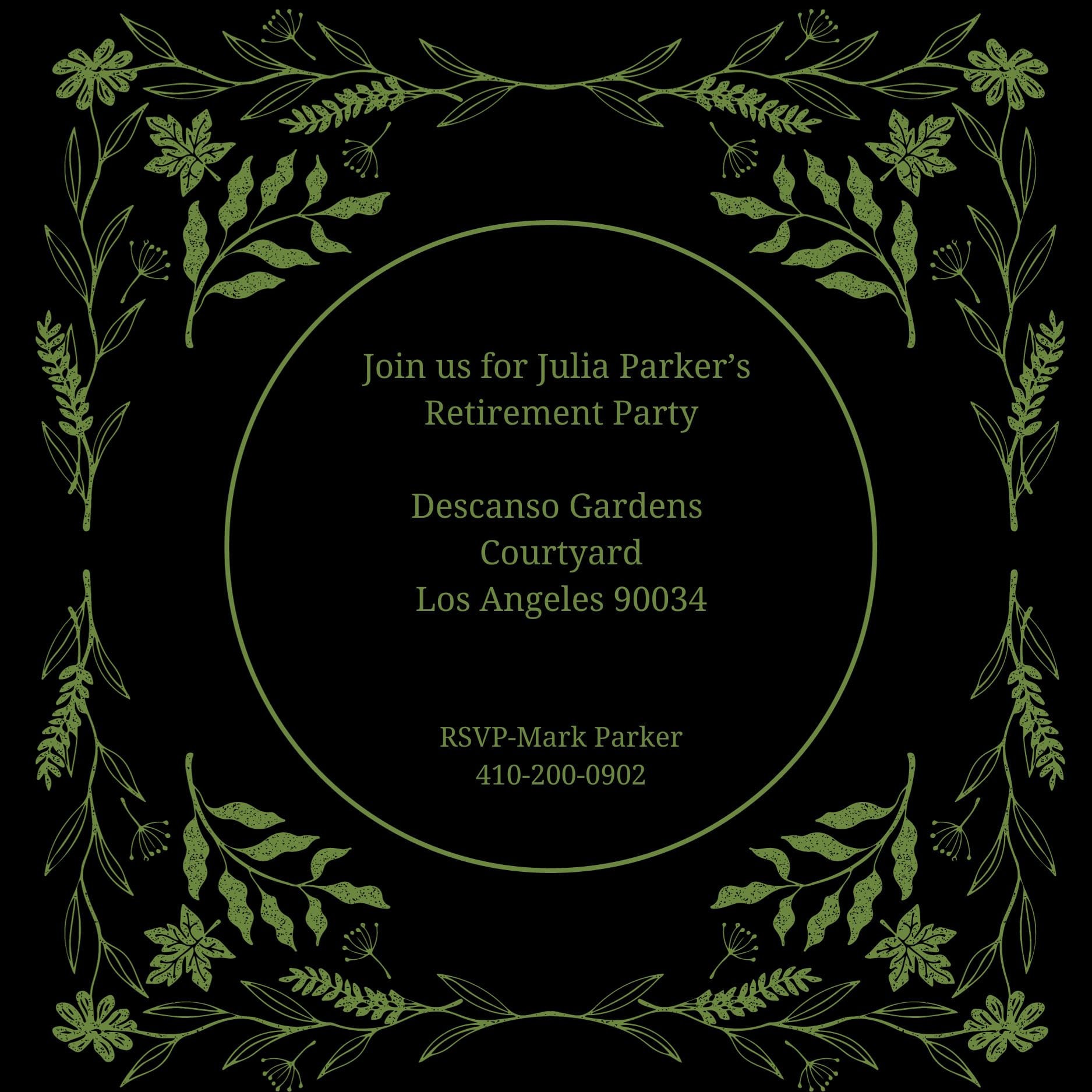 Botanical Retirement Party Wildflower Floral Greenery Flyer Party ...