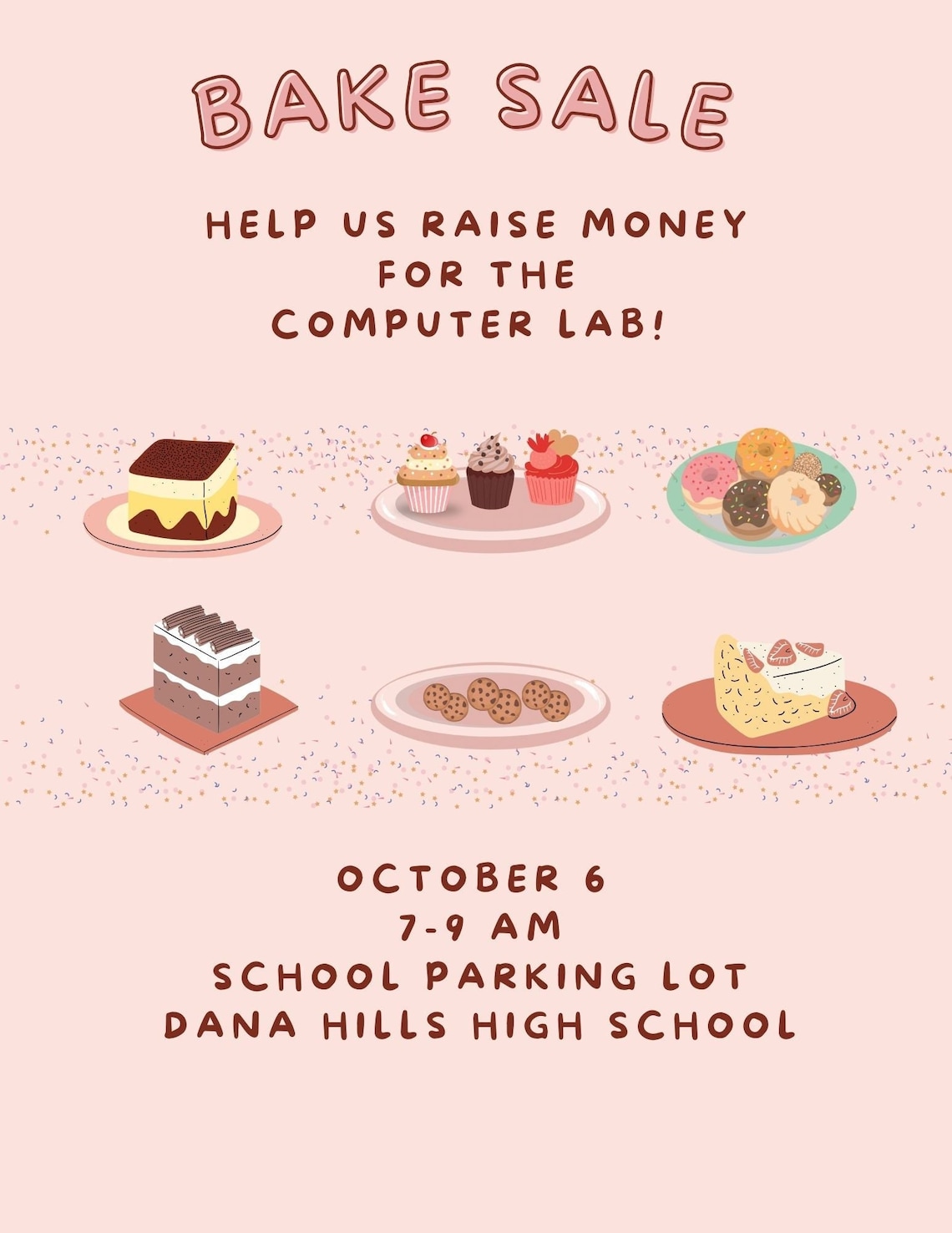 Bake Sale School College Fundraiser Cake Cookies Donut Pastries Flyer ...