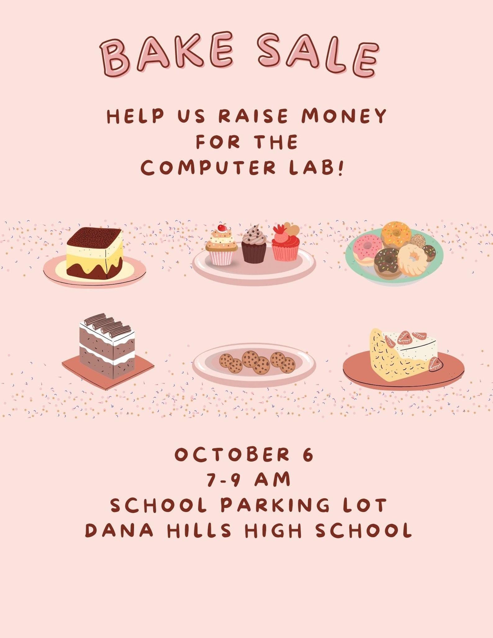 Bake Sale School College Fundraiser Cake Cookies Donut Pastries Flyer ...