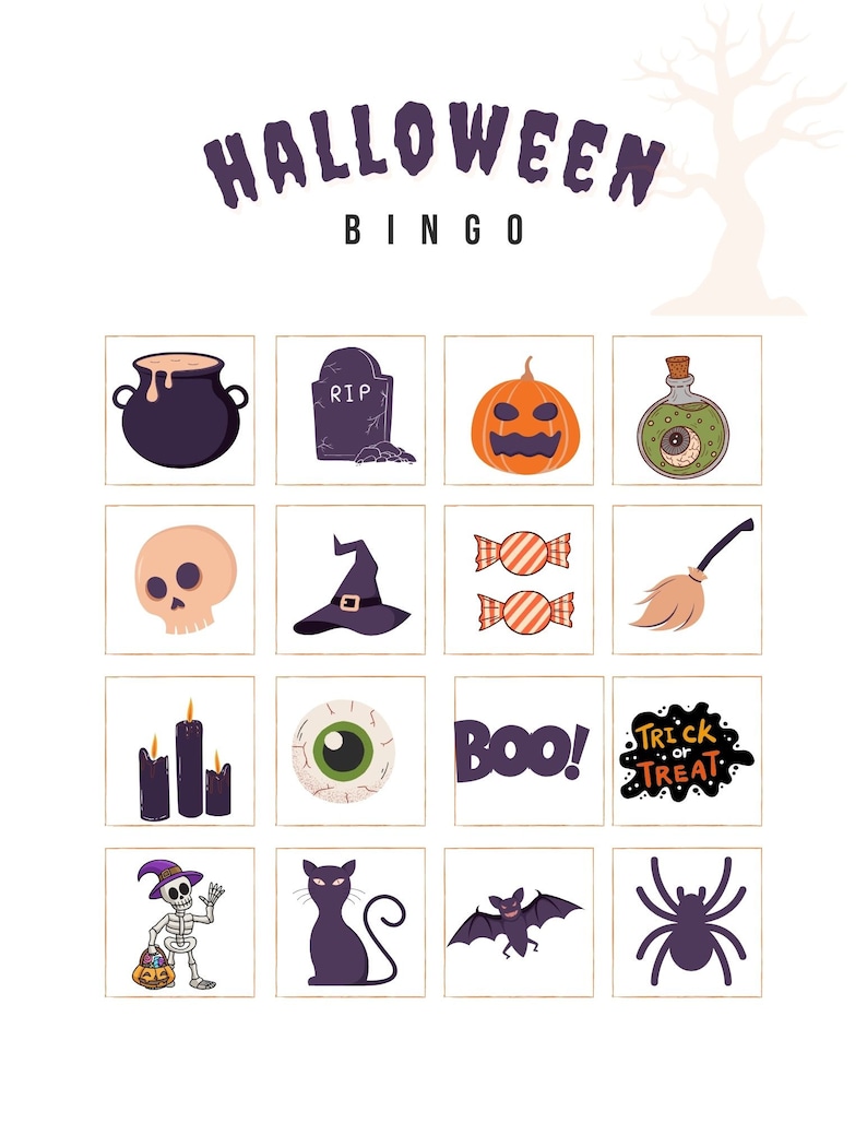 Halloween Bingo Cards, Printable Halloween Bingo, Halloween Party Game ...
