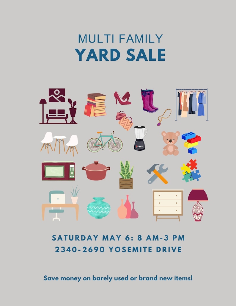 Yard Sale Garage Sale Flyer Party Invitation Digital Card Editable ...
