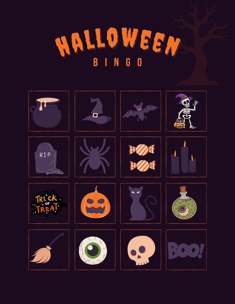 Halloween Bingo Cards, Printable Halloween Bingo, Halloween Party Game ...