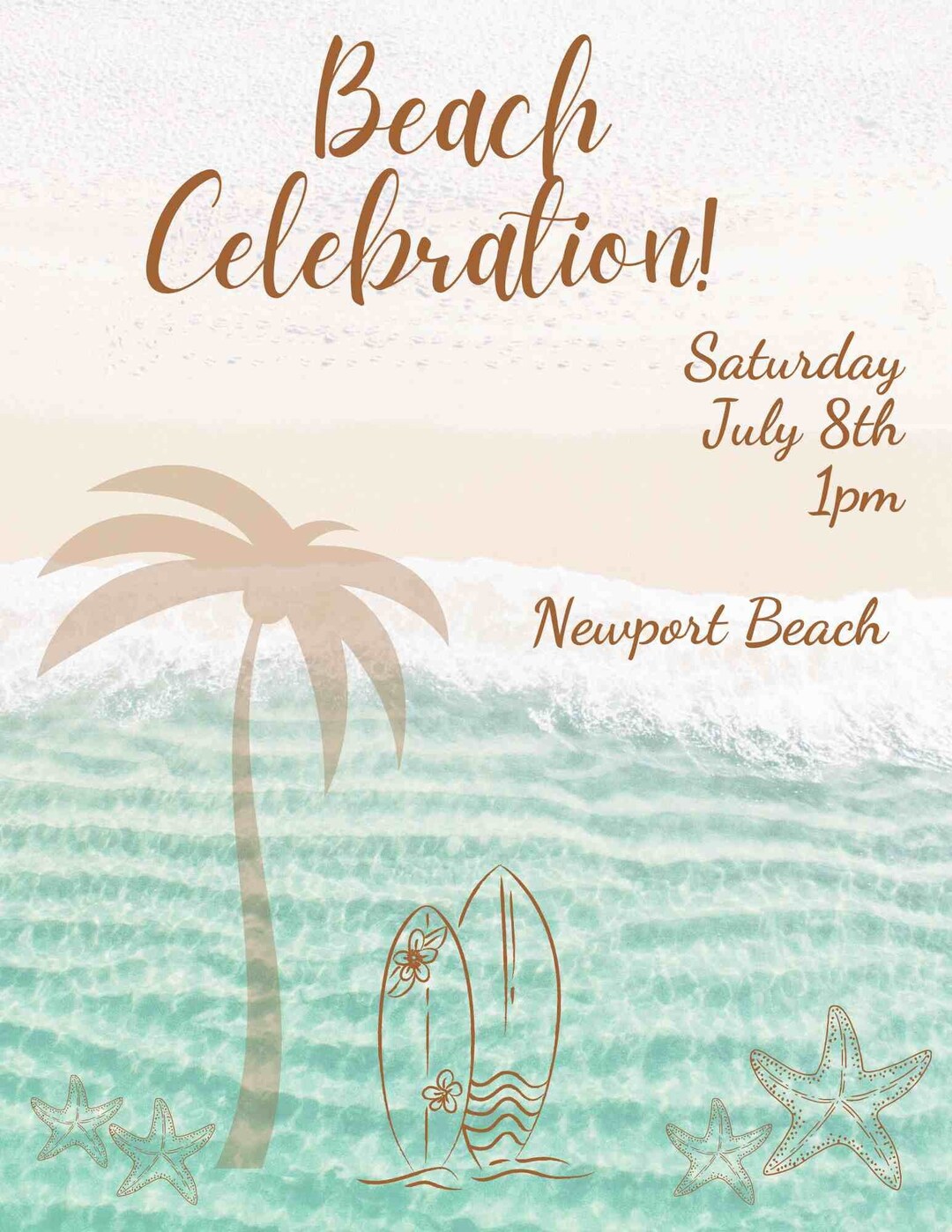 Beach Party Invitation Digital Mobile Template Printable Beach ...