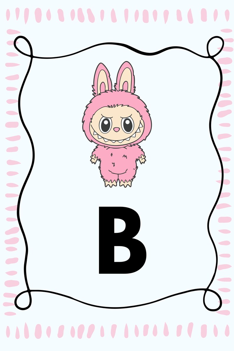 Labubu Happy Birthday Bunting Banner Template, Kids Cute Monsters ...