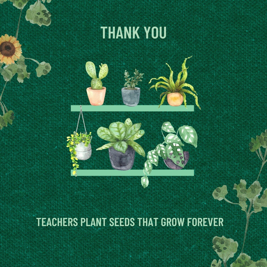 Teacher's Appreciation Thank You Digital Card Editable Template - Etsy