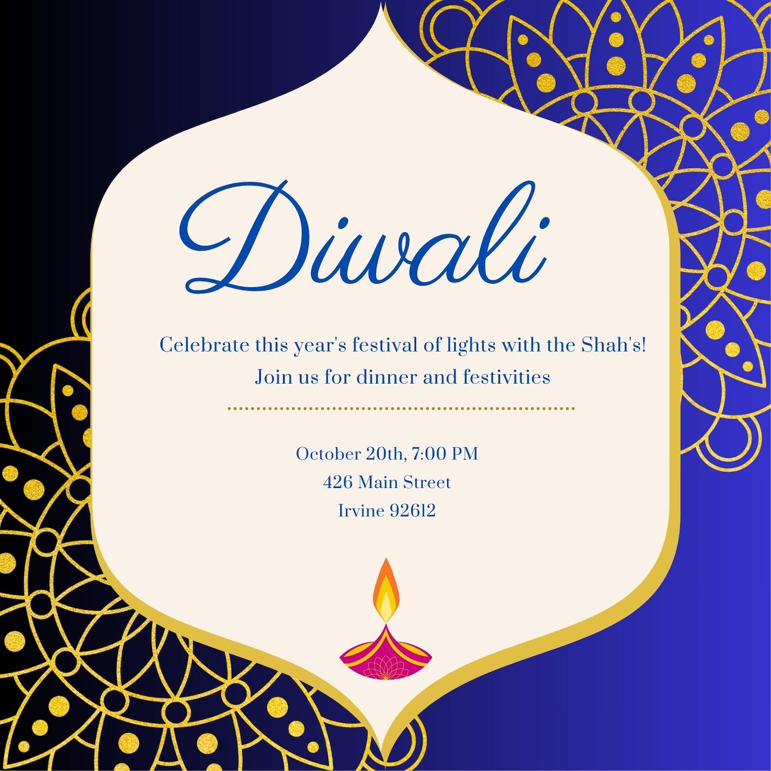 Diwali Party Invitation Digital Card Editable Evite Template - Etsy