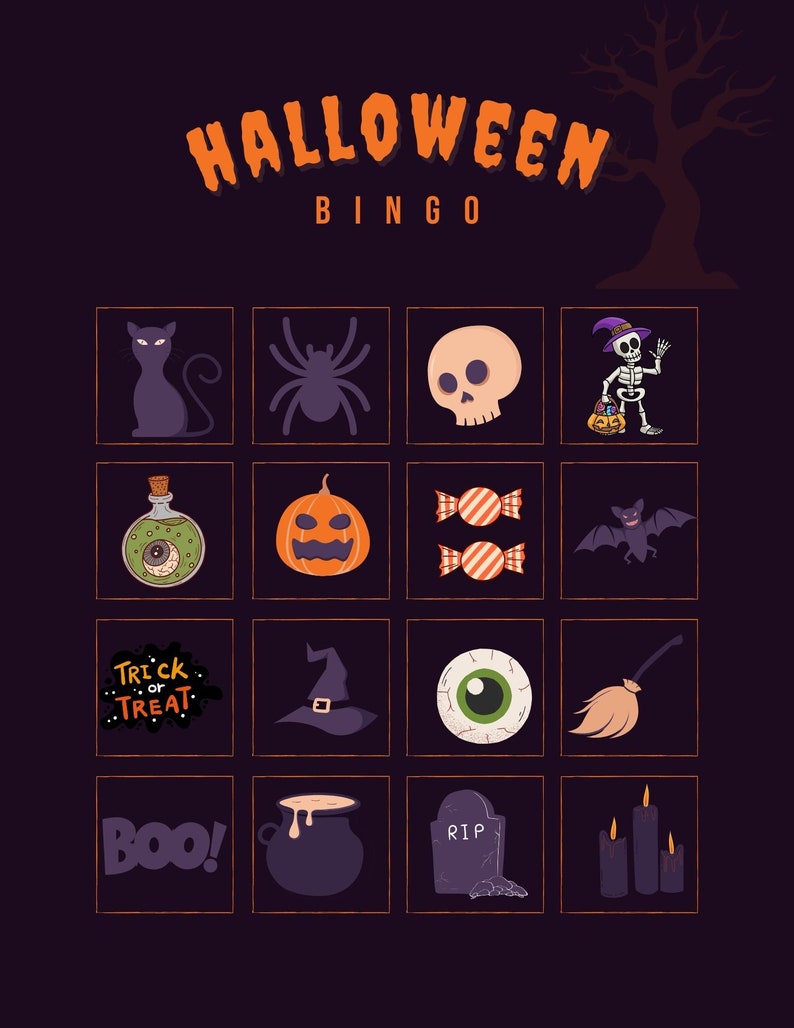 Halloween Bingo Cards, Printable Halloween Bingo, Halloween Party Game ...