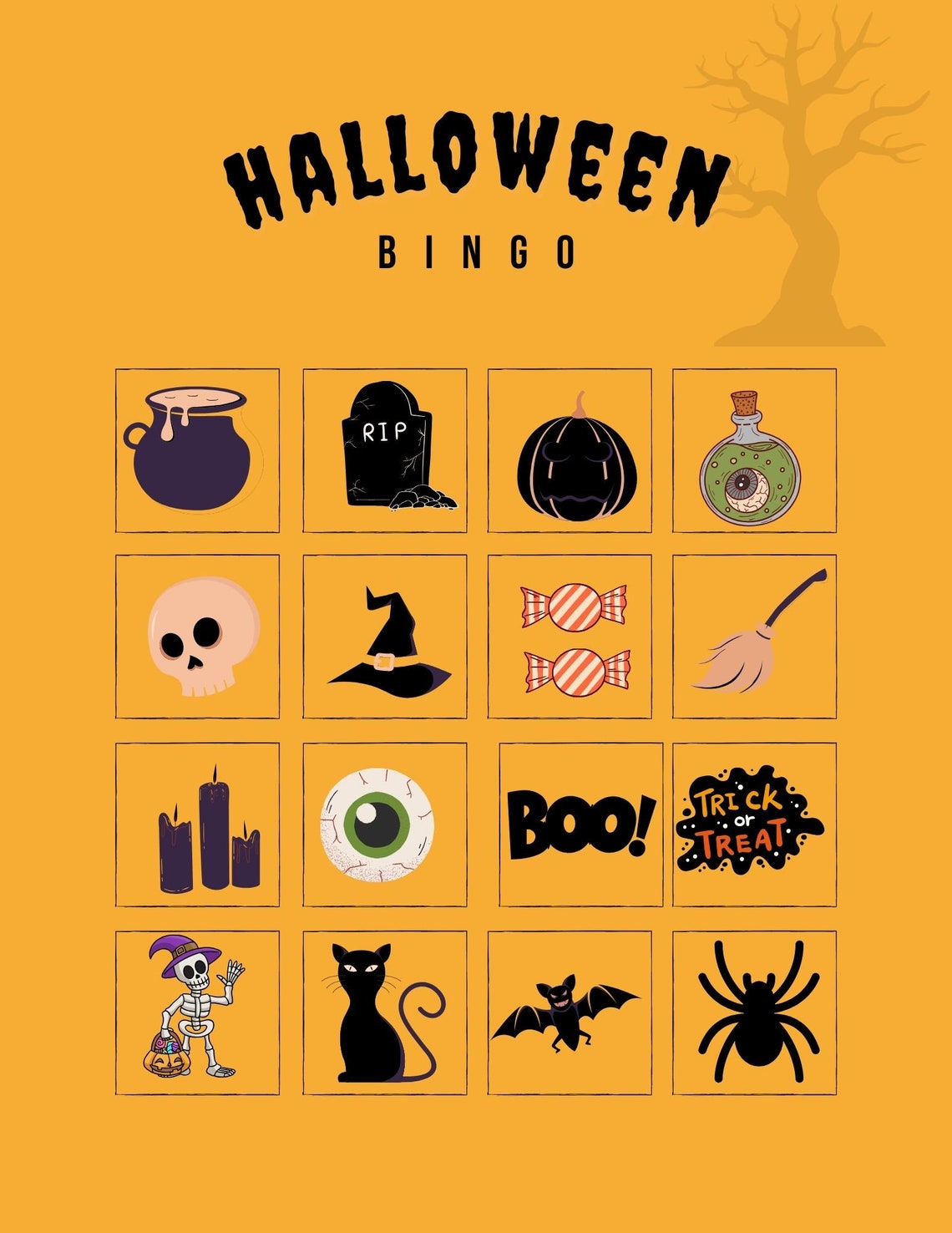 Halloween Bingo Cards, Printable Halloween Bingo, Halloween Party Game ...