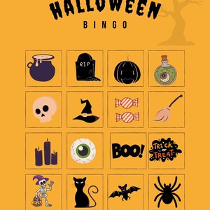 Halloween Bingo Cards, Printable Halloween Bingo, Halloween Party Game ...
