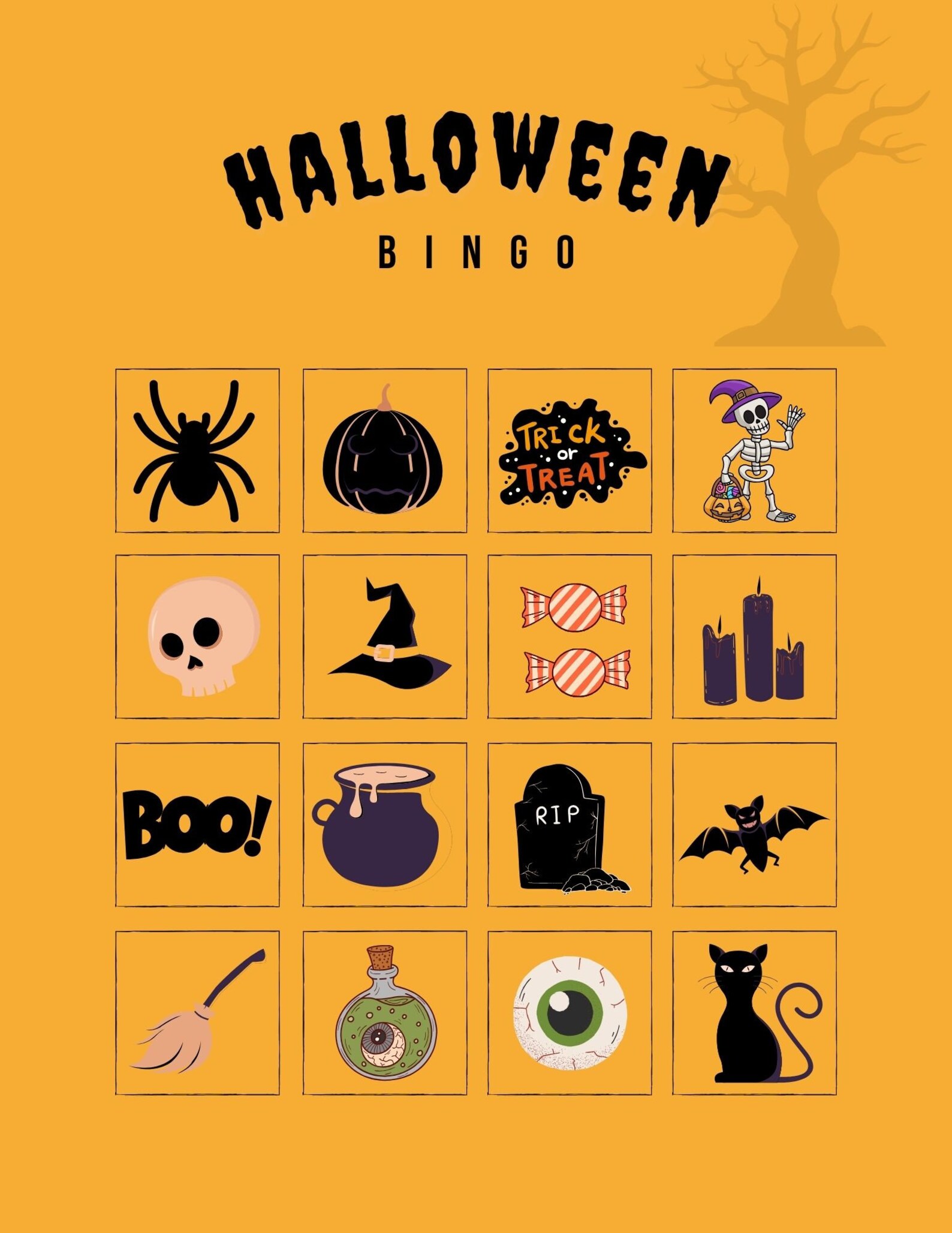 Halloween Bingo Cards, Printable Halloween Bingo, Halloween Party Game ...