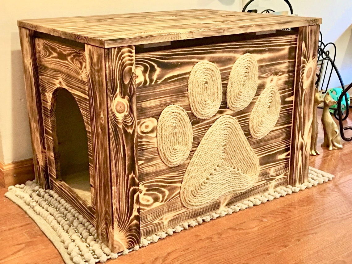 Cat Privacy Compartment W/ Paw Scratcher - Etsy