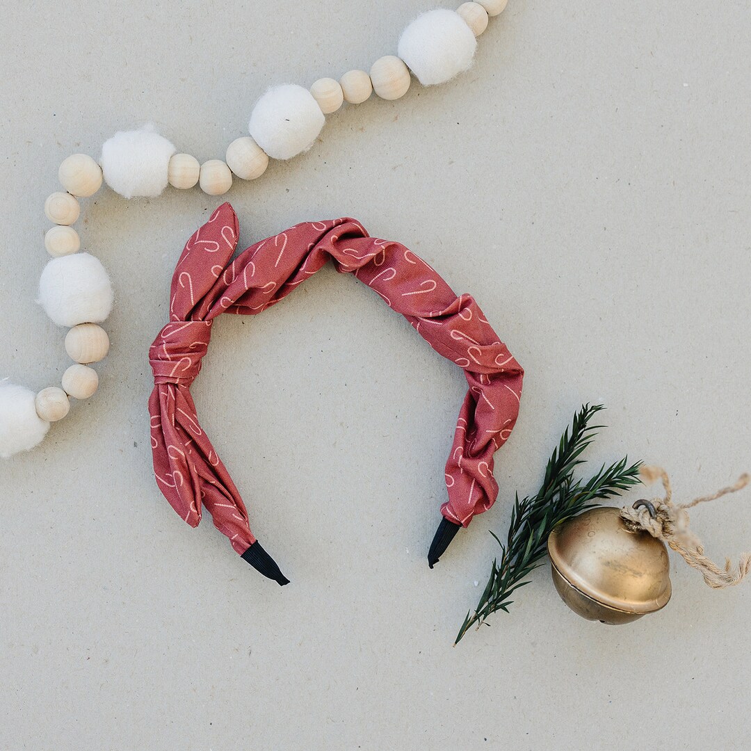 Ruby Red Christmas Candy Cane Bow Hard Headband Christmas - Etsy