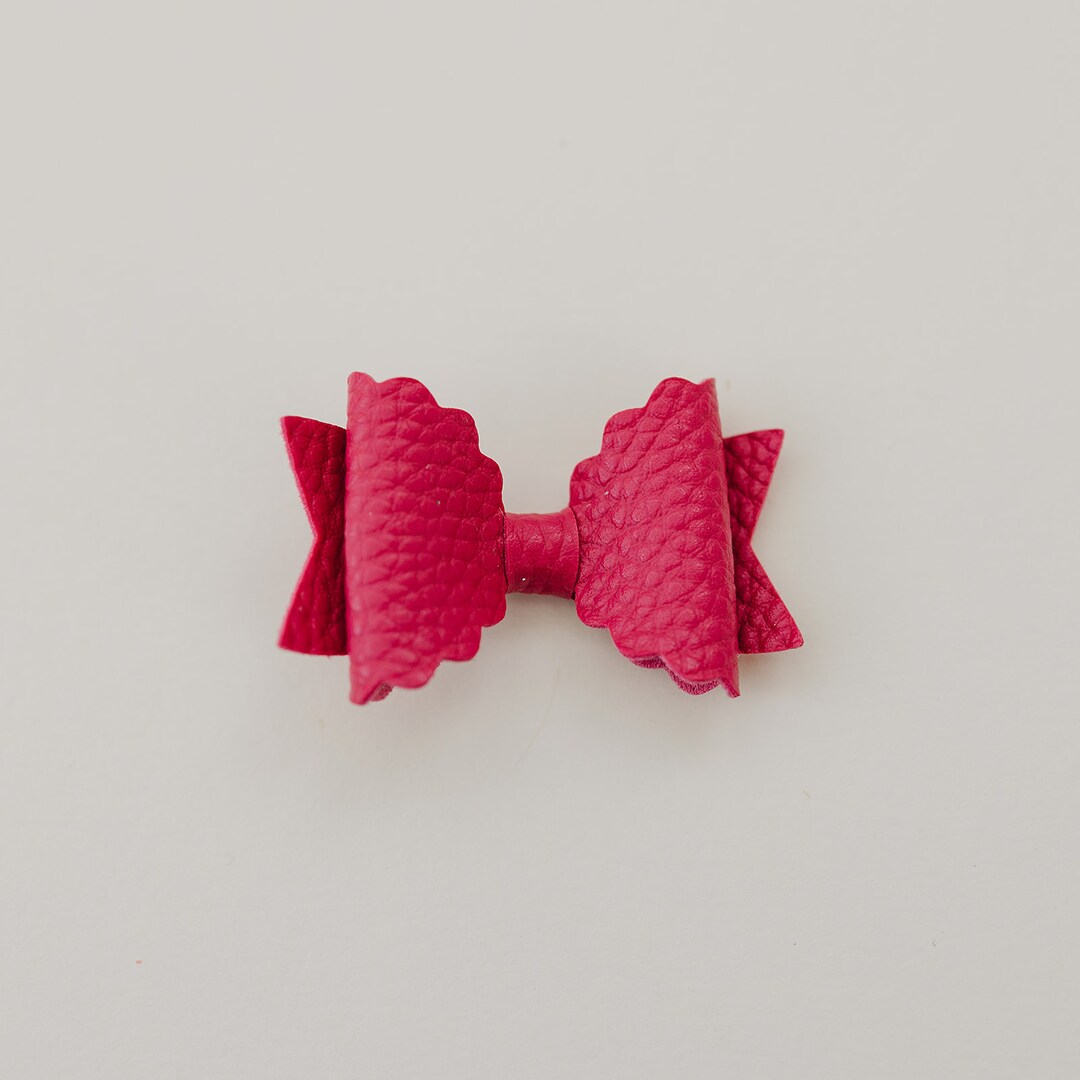 2.5 Petite Scalloped Faux Leather Hair Bows Colorful - Etsy