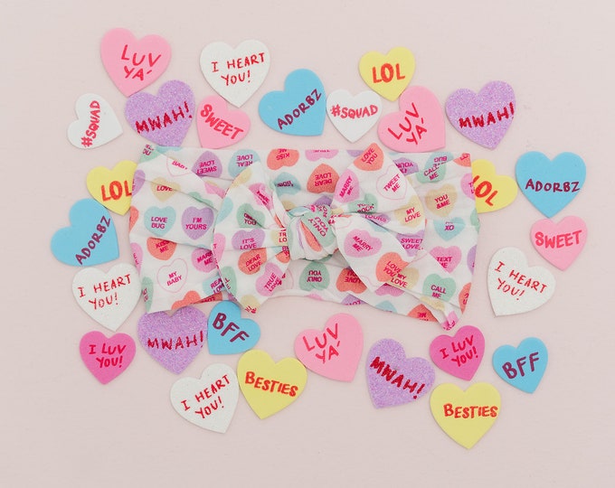 Conversation Candy Hearts Valentine Nylon Headband, Valentine Baby ...