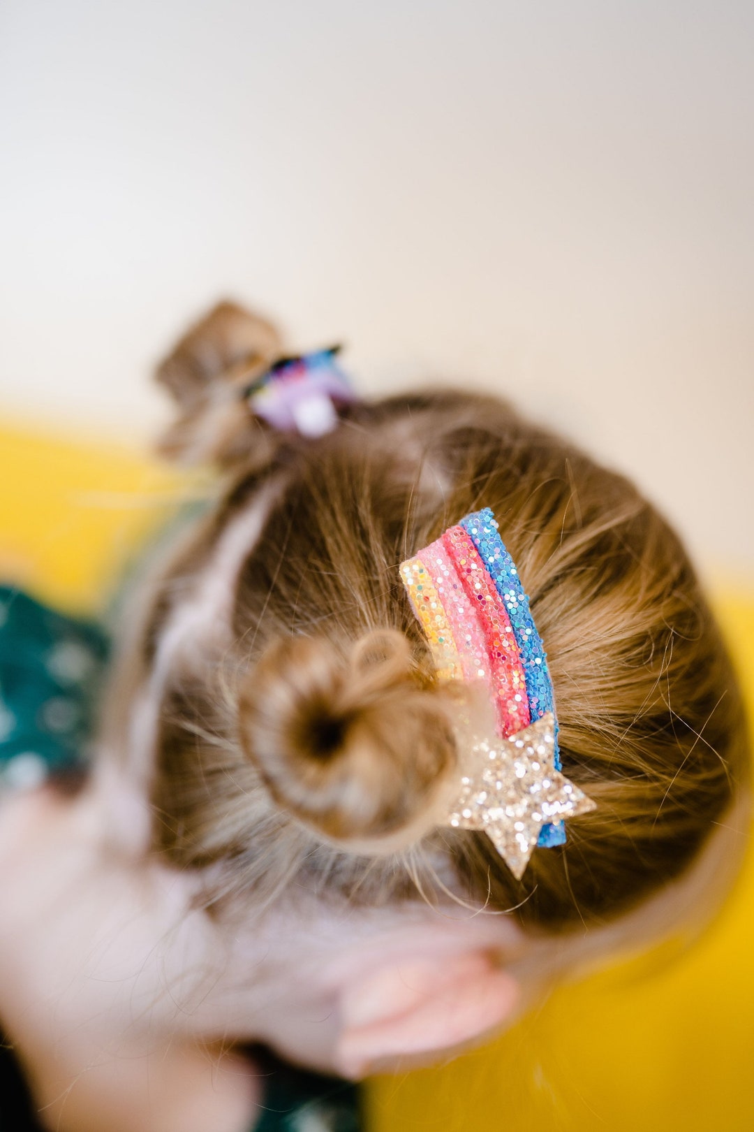 Rainbow Stripe Glitter Hair Clips, Glitter Hair Bow, Glitter Snap Clip ...