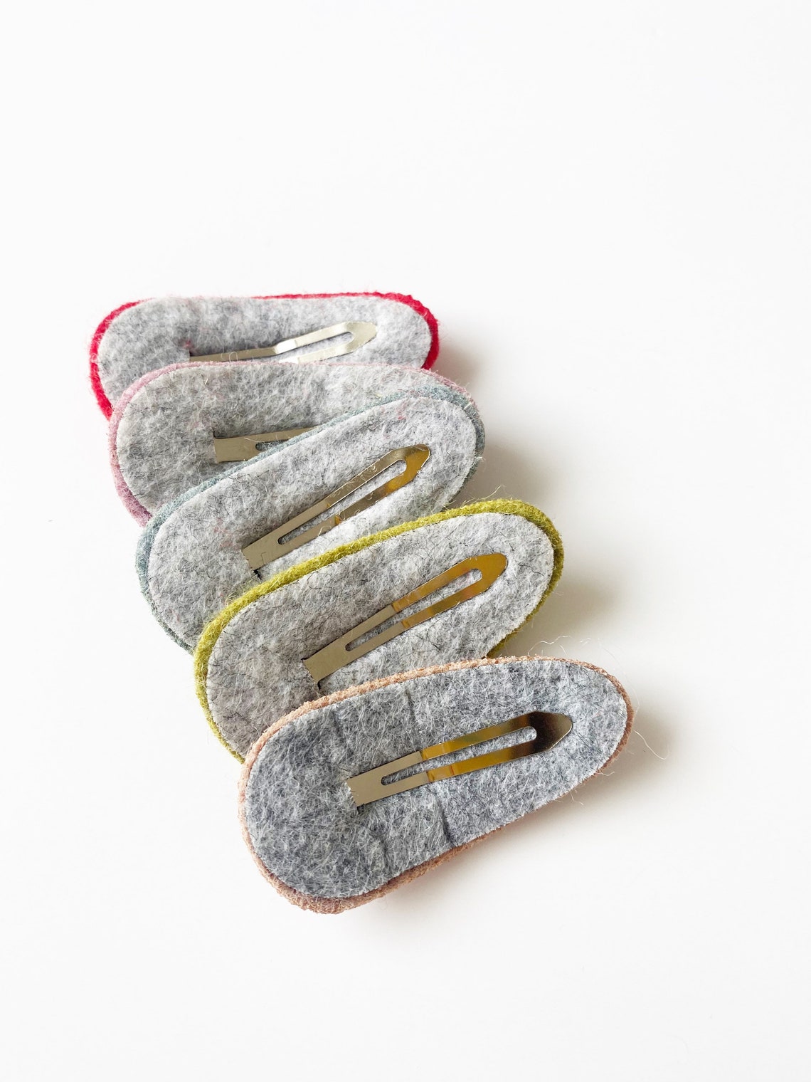 Set of 5 Felt Stitched Snap Clips Fabric Hair Snap Toddler - Etsy