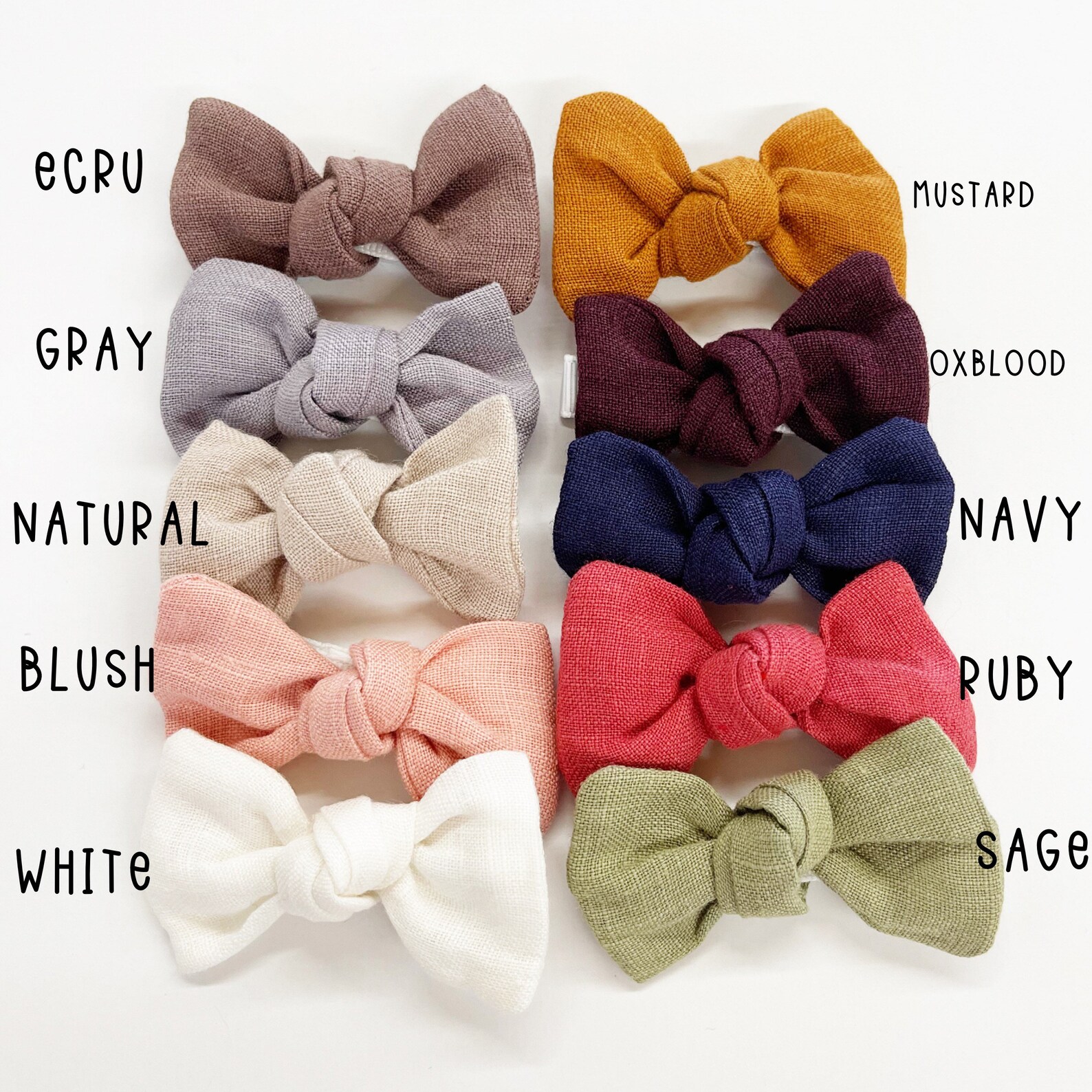 2.5 Linen Knottie Bow Clips Linen Bow Minimal Bow Simple - Etsy