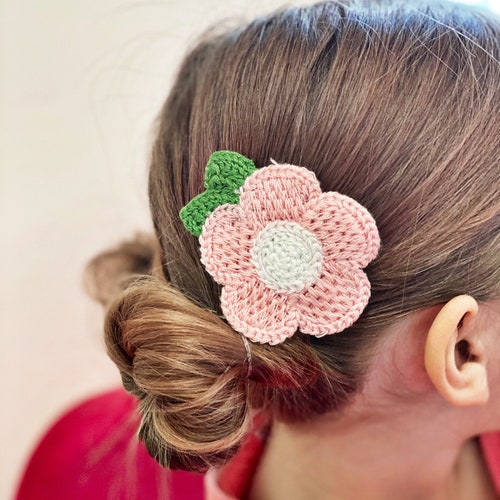 3 Crochet Flower Snap Clips Spring Hair Clips Flower Hair - Etsy
