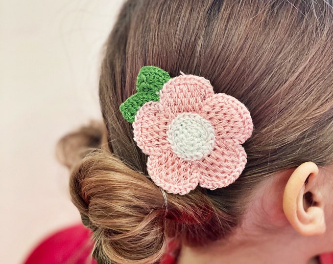 3 Crochet Flower Snap Clips, Spring Hair Clips, Flower Hair Clips, Snap ...