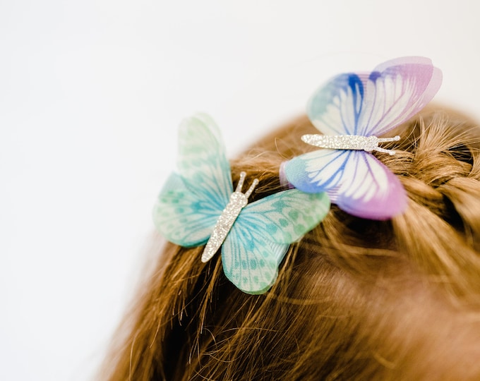Flutter Butterfly Hair Clip, Butterflies Hair Clip, Girls Hair Bow, Big ...