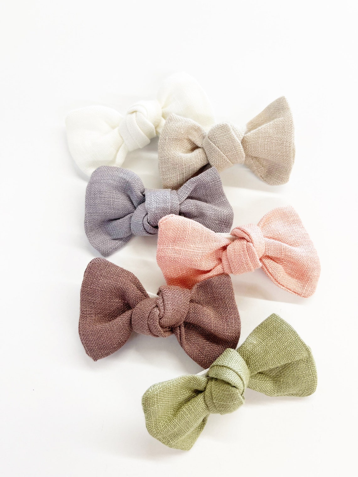 2.5 Linen Knottie Bow Clips Linen Bow Minimal Bow Simple | Etsy