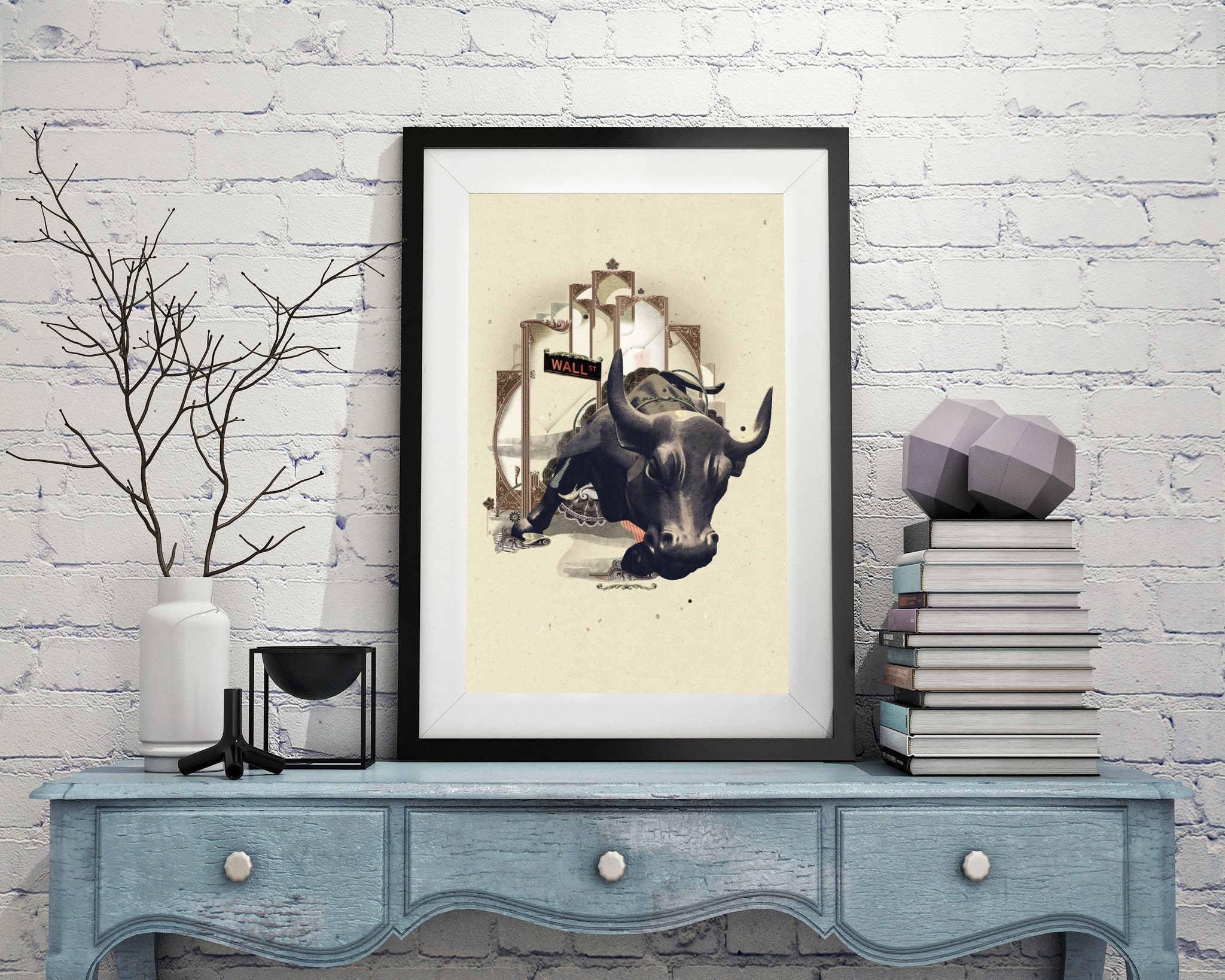 THE CHARGING BULL. Stock Market Poster - Etsy
