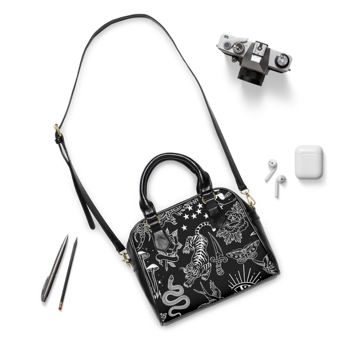 Flash Tattoo Purse, Gothic Purse, Retro Halloween Bag, Cross Body Purse ...