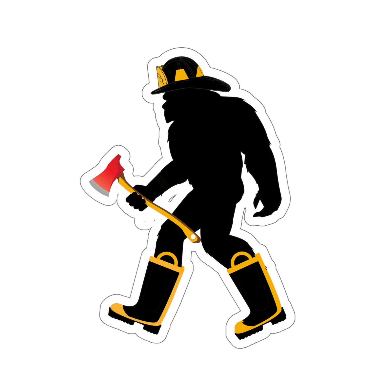Fire Fighter Sasquatch Sticker, Fire Sticker, Fire Fighter Sticker ...
