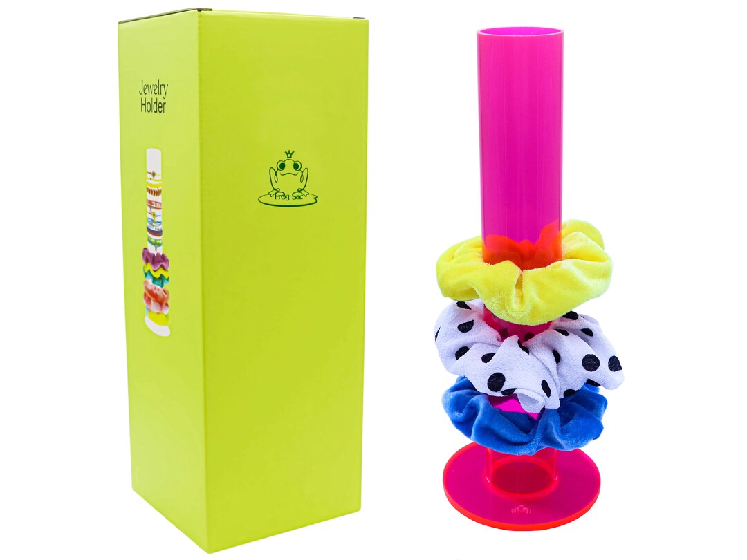 Neon Pink Scrunchie Holder Organizer, Hair Tie Accessories Stand, Teen ...