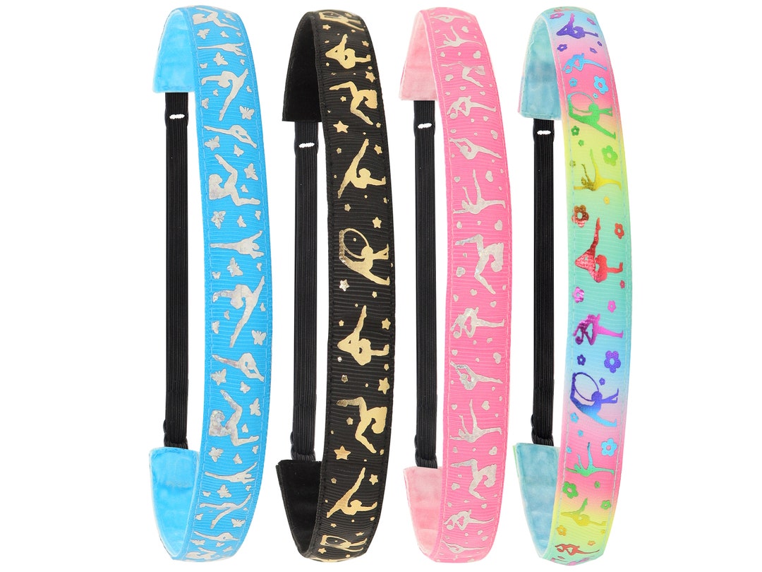 4 Adjustable Gymnastics Headbands for Girls, Non Slip Sports Head Bands ...
