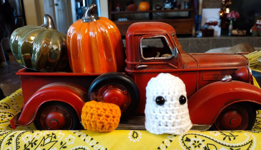 Halloween Decor, Crochet Ghost, Crochet Pumpkin, Amigurumi, Fall Decor ...