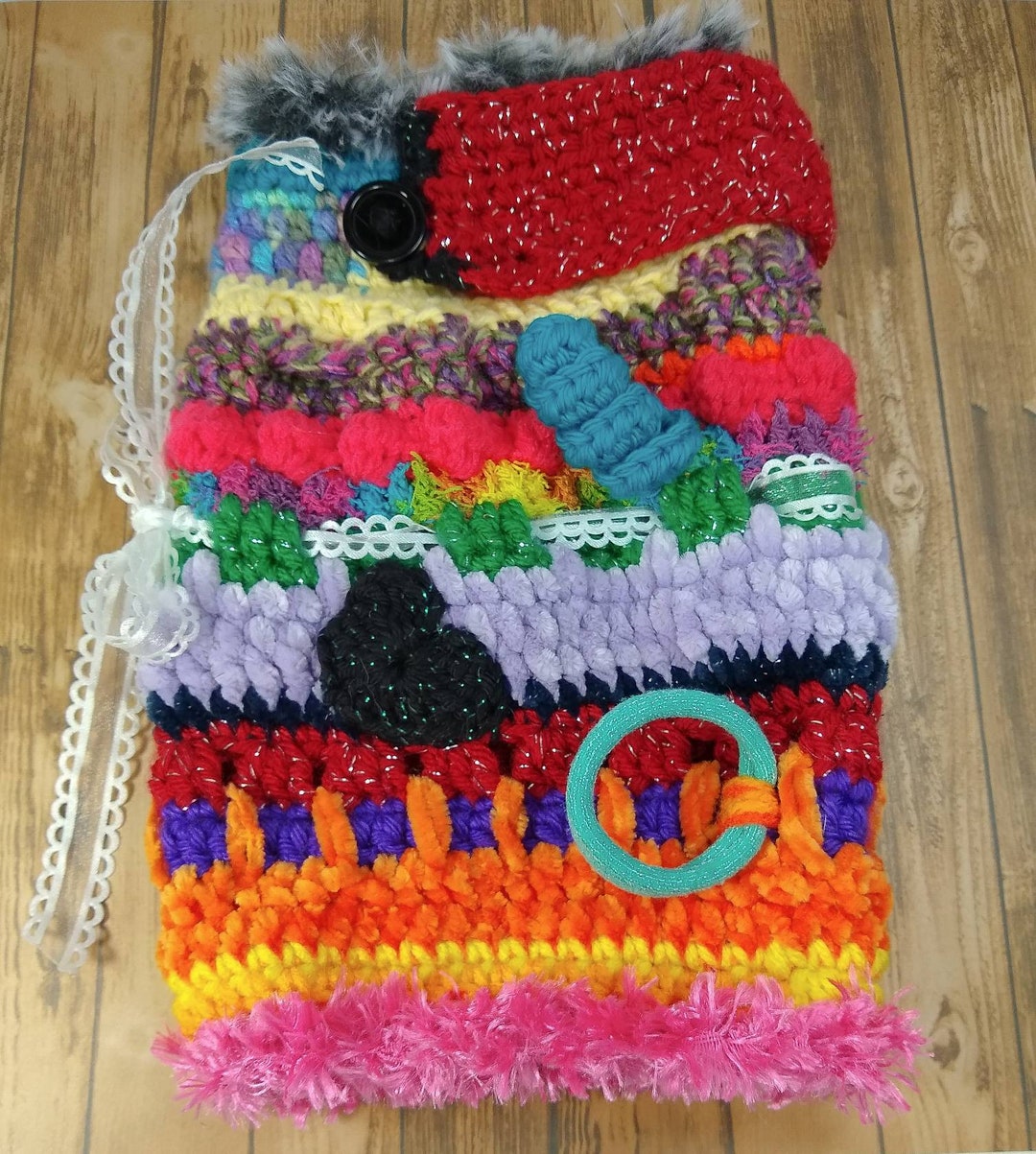 Twiddle Fiddle Muff, Rainbow Fiddle Muff, Crochet Muff, Alzheimer's ...