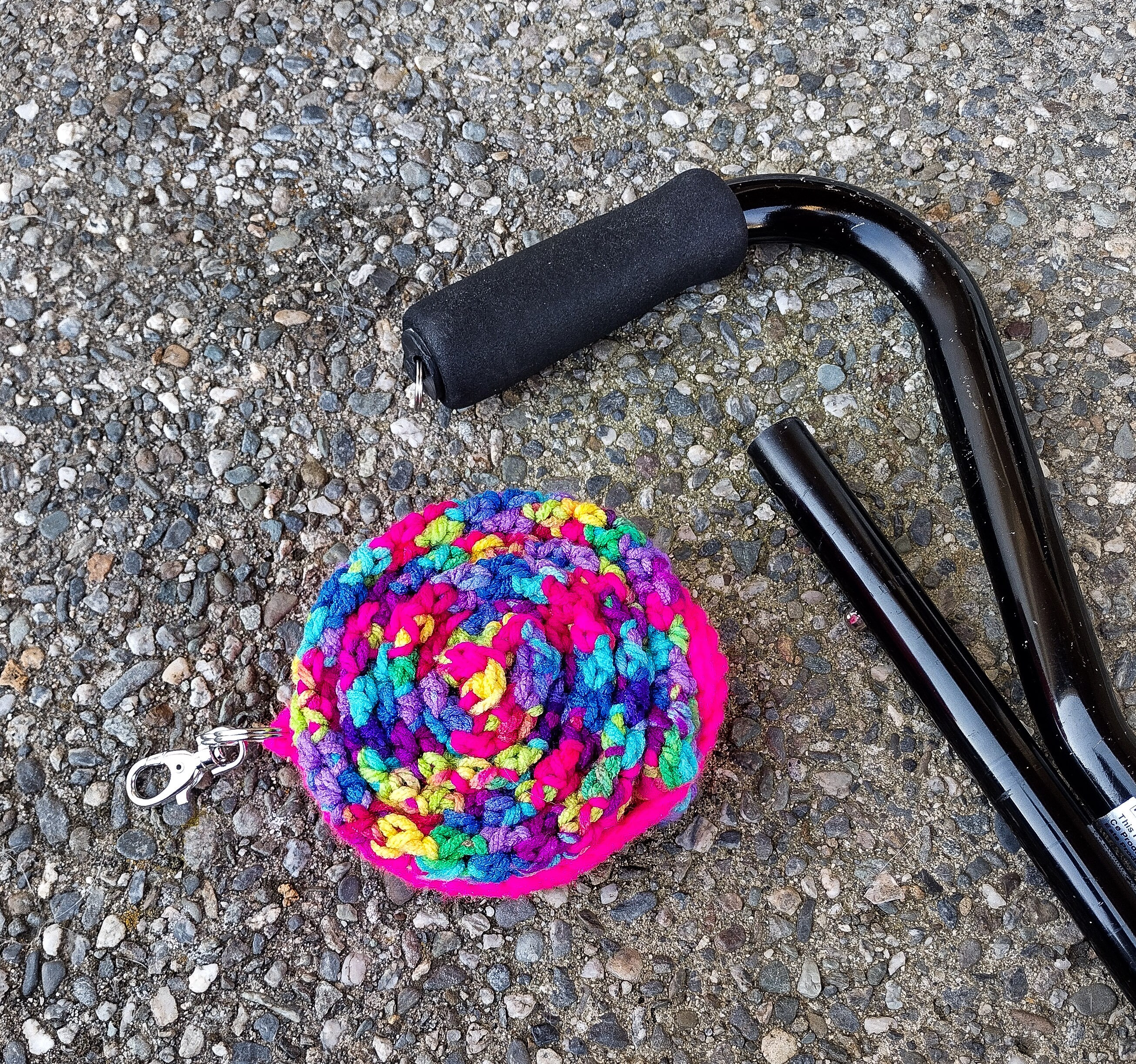 Handmade Crochet Walking Cane Cover: Colorful Candy Stripe Sock. - Etsy
