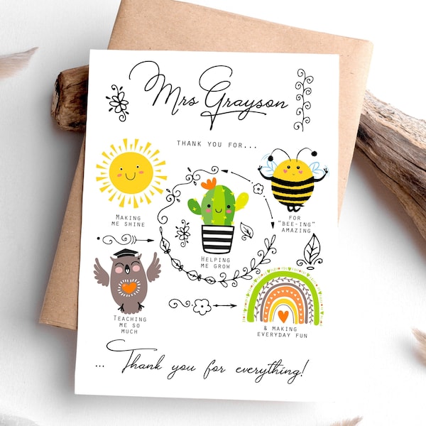 Teacher Thank You Card - Etsy