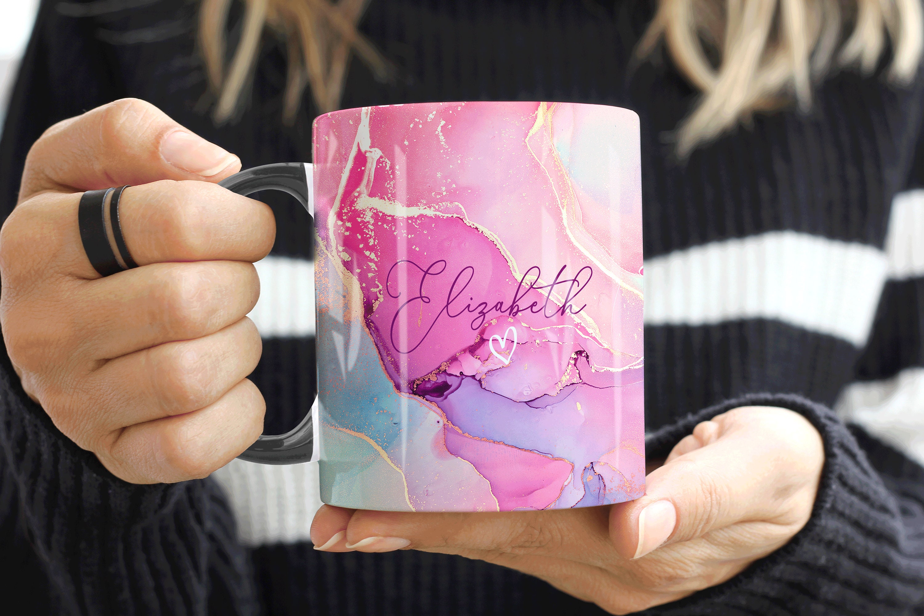 Pink Gold Marble Mug Personalised Mug Custom Name Cup - Etsy Australia