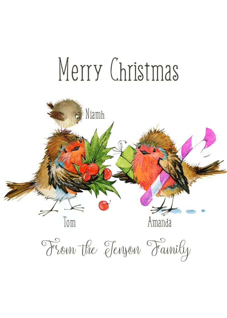Pack of Robin Personalised Christmas Cards Custom Christmas - Etsy UK