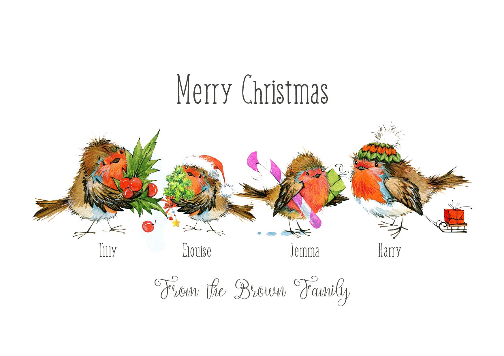 Pack of Robin Personalised Christmas Cards Custom Christmas - Etsy UK