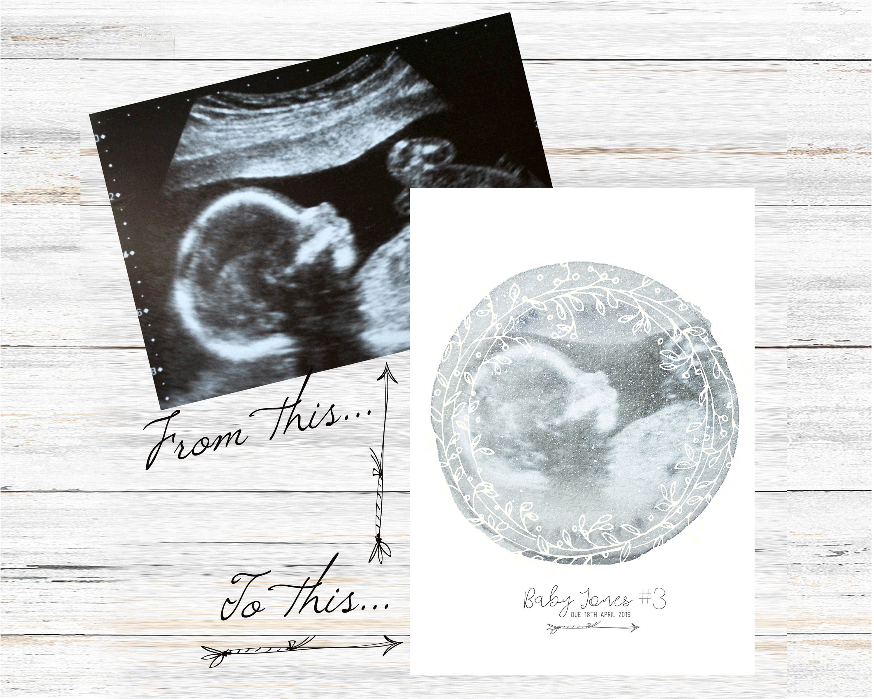 FRAMED Watercolour Baby Scan Print Art Baby Scan Frame Baby - Etsy UK