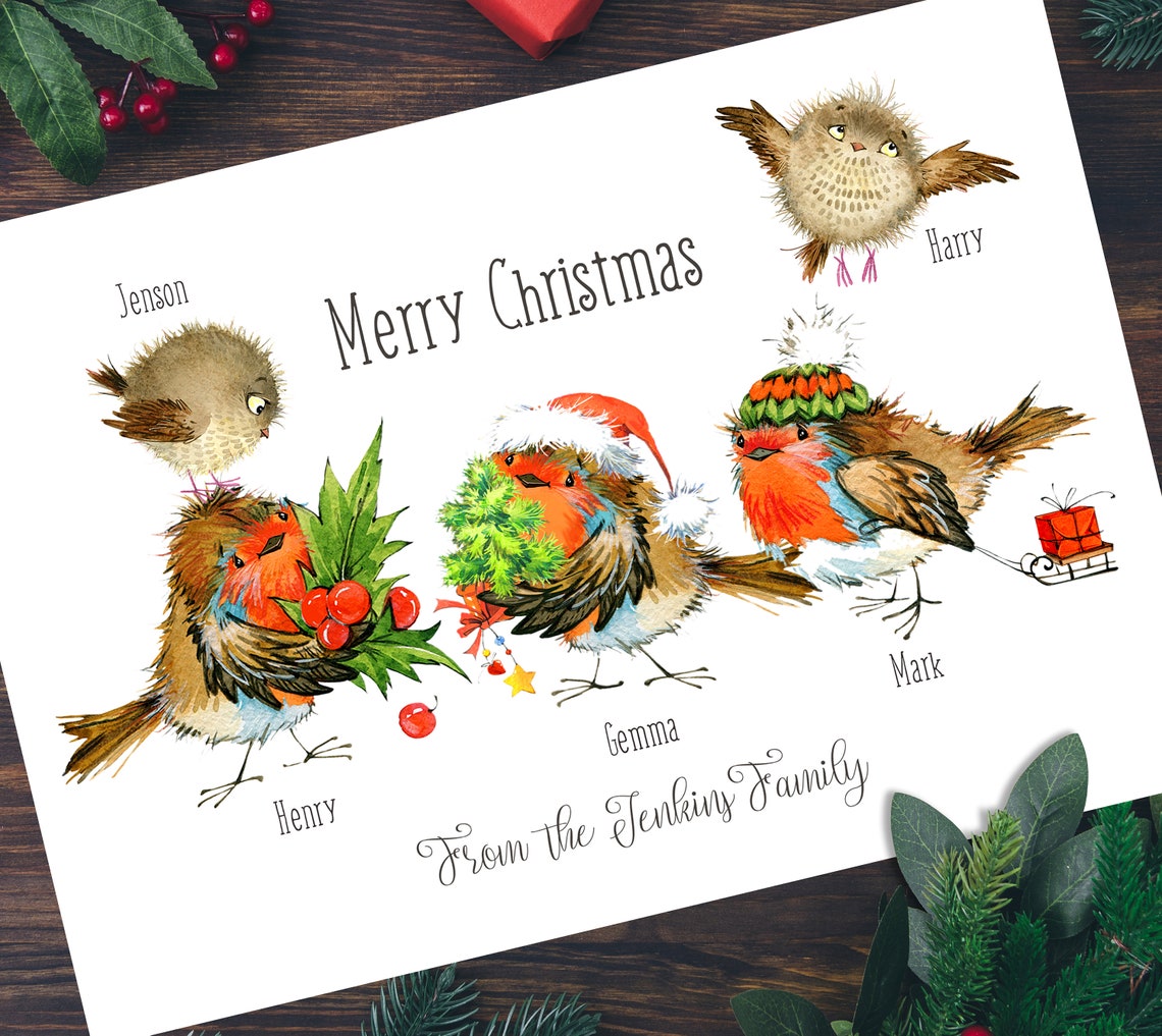 Pack of Robin Personalised Christmas Cards Custom Christmas - Etsy UK