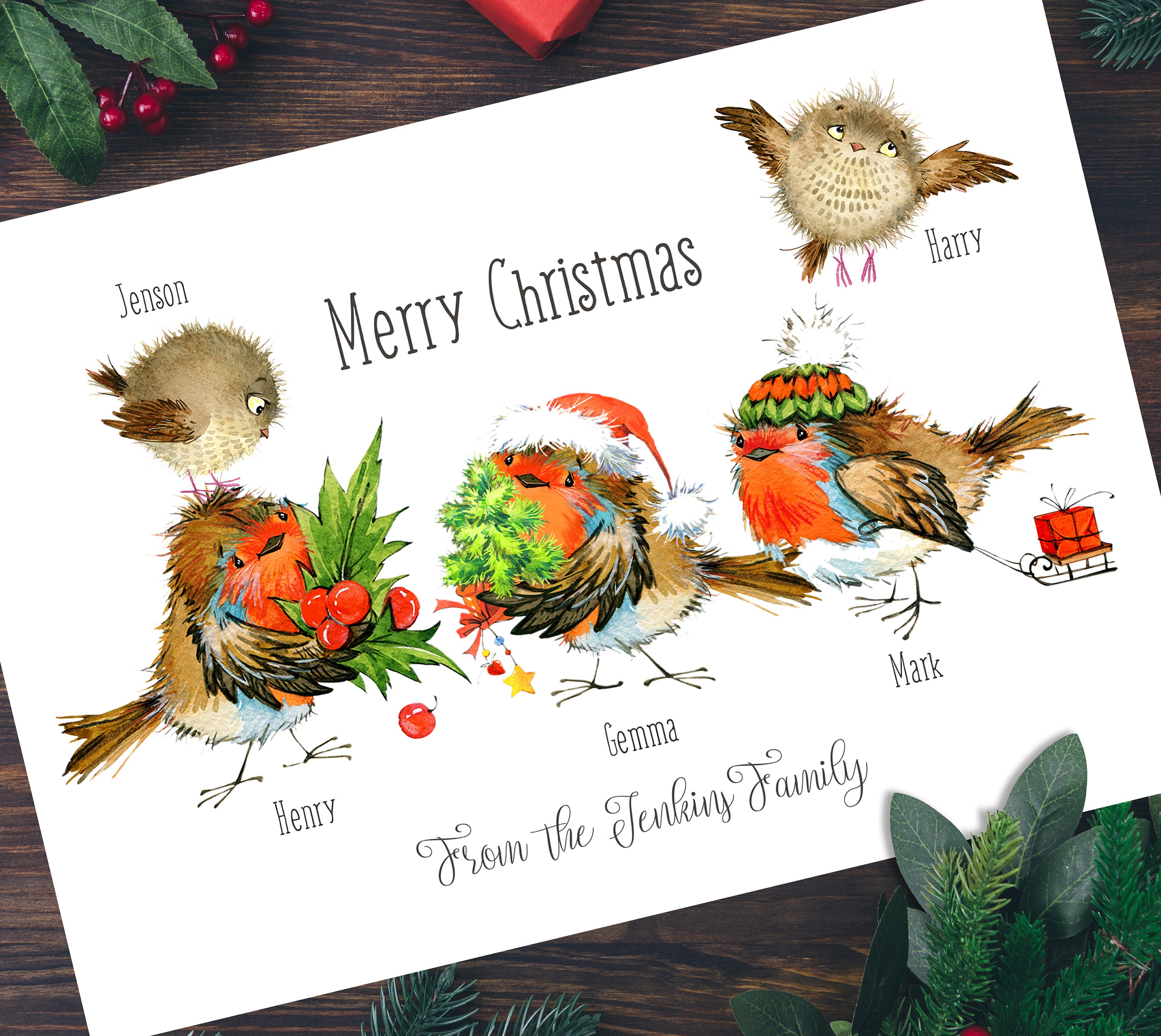 Pack of Robin Personalised Christmas Cards Custom Christmas - Etsy UK