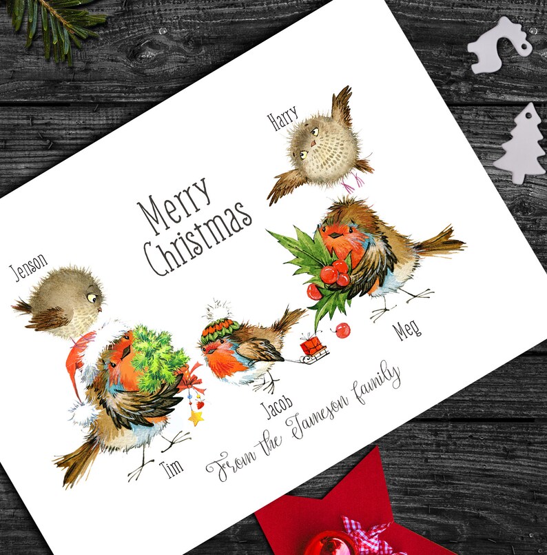Pack of Robin Personalised Christmas Cards Custom Christmas - Etsy UK