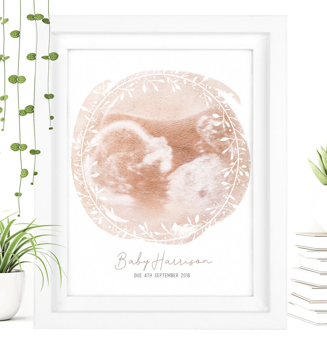 FRAMED Watercolour Baby Scan Print Art, Baby Scan Frame, Baby Shower ...