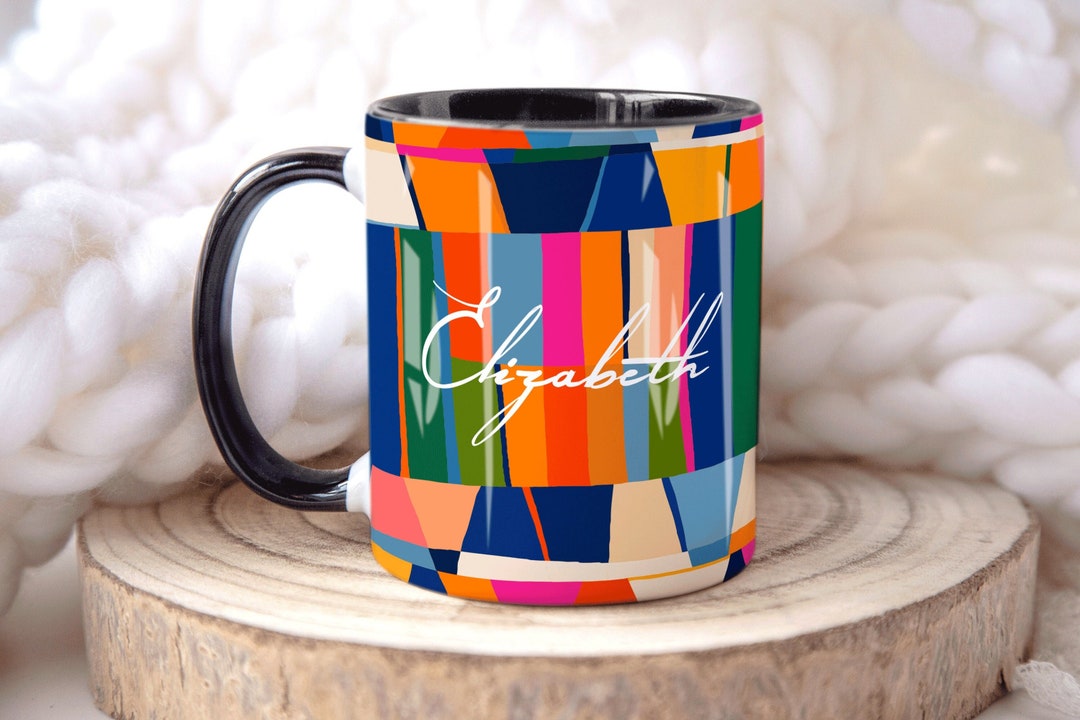 Abstract Art Mug, Personalised Mug, Custom Name Cup, Coffee Tea Cup ...