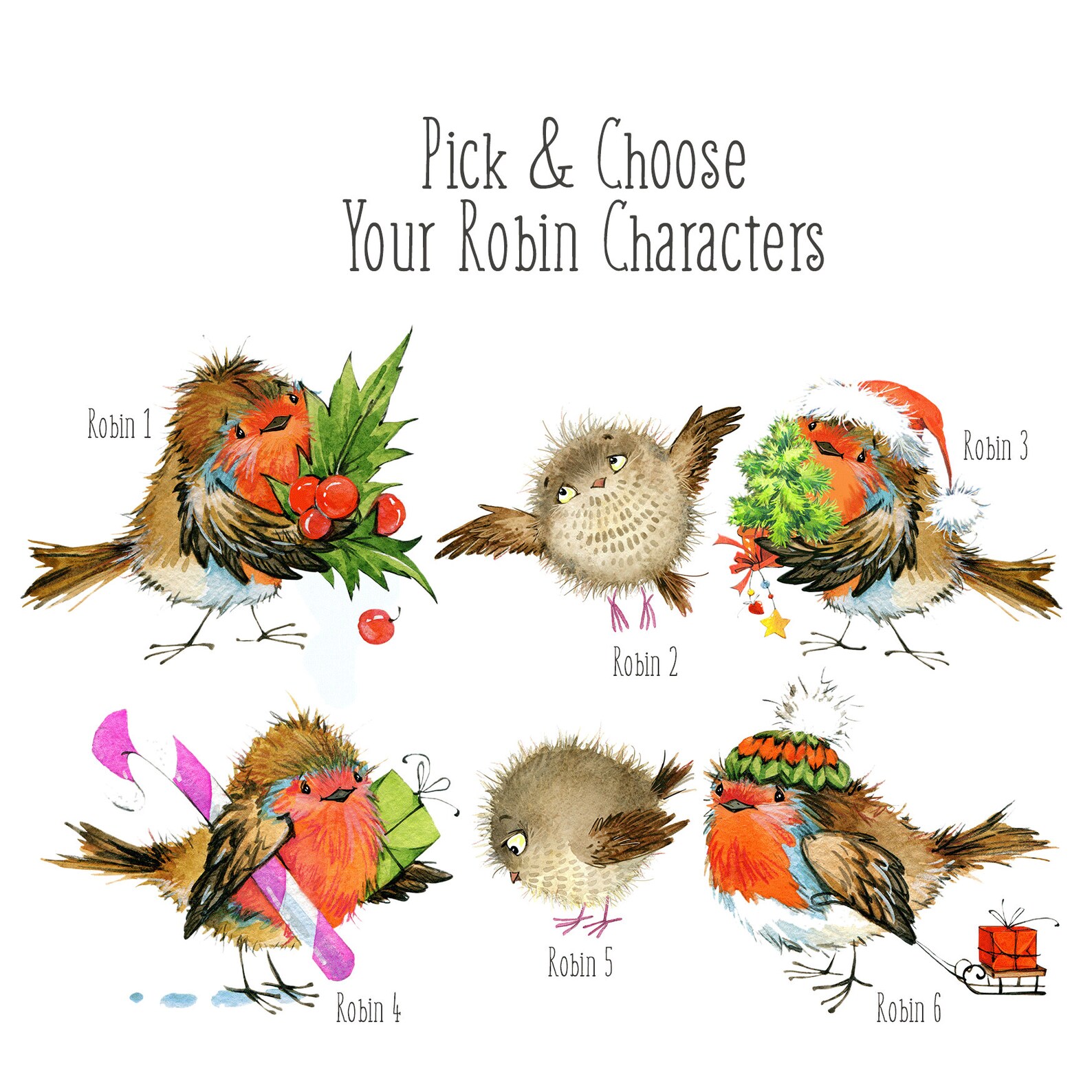 Pack of Robin Personalised Christmas Cards, Custom Christmas Cards ...