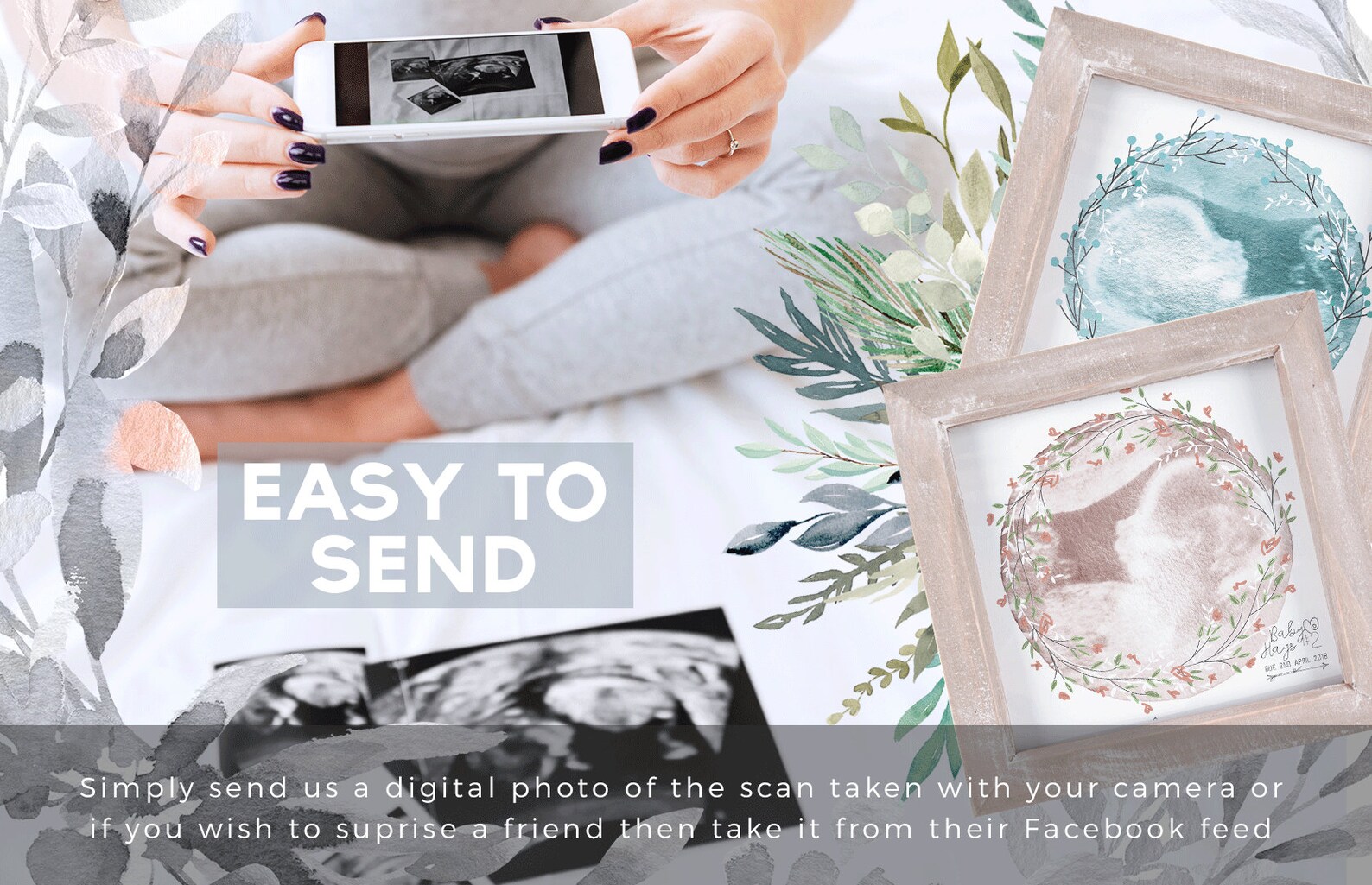 FRAMED Watercolour Baby Scan Print Art Baby Scan Frame Baby | Etsy UK