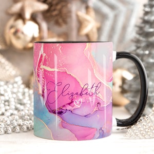 Pink Gold Marble Mug, Personalised Mug, Custom Name Cup, Coffee Tea Cup ...