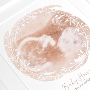 FRAMED Watercolour Baby Scan Print Art, Baby Scan Frame, Baby Shower ...