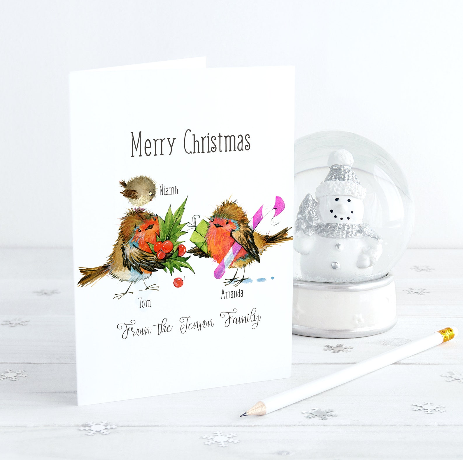 Pack of Robin Personalised Christmas Cards Custom Christmas - Etsy UK