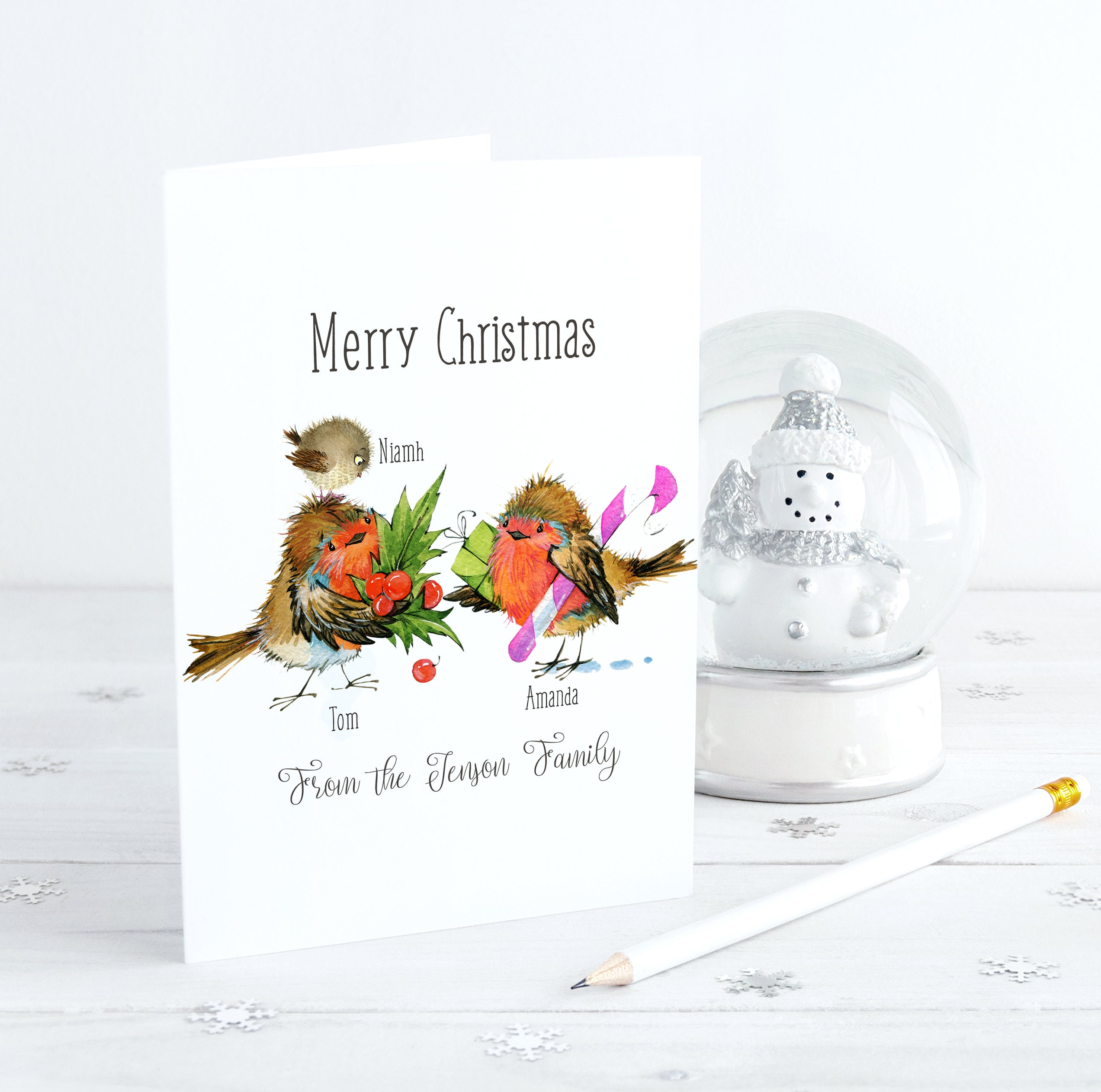 Pack of Robin Personalised Christmas Cards Custom Christmas - Etsy UK