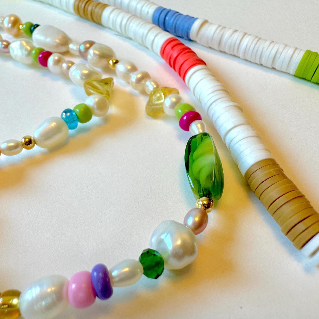 Choker Set, Heishi Beads, Assorted Stone Glass Necklace - Etsy